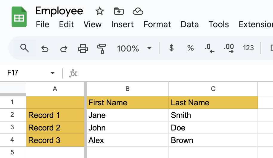 Custom objects spreadsheet